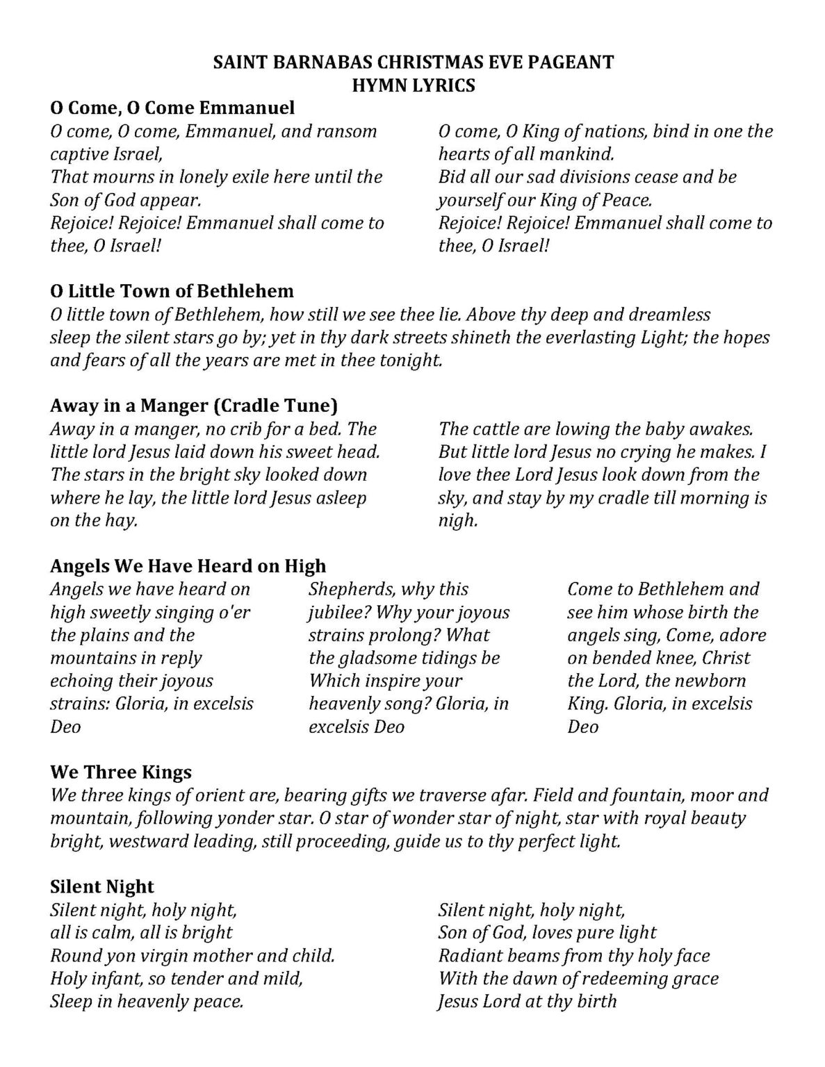 Christmas Pageant Resources – Saint Barnabas